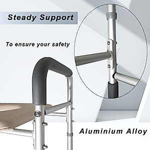 Raised Toilet Seat with Arms, Height Adjustable, 25" Width, up to 400lbs, Reinforced and Anti-Skid, Bedside Commode, Bathroom Assist Safety Frame for Elderly, Handicap