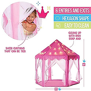 Play22 Princess Tent for Girls - Large Playhouse Kids Castle Play Tent with Star Lights & Carry Bag - Indoor and Outdoor Pink Toy for Children 55" X 53"