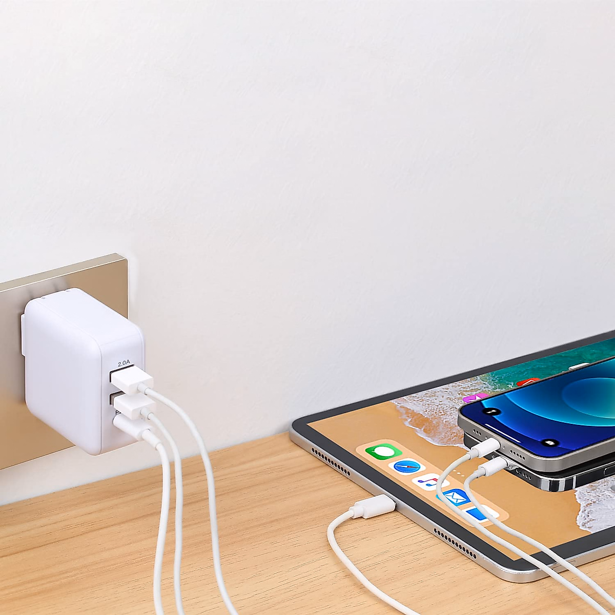 USB C Charger, 40W 3-Port Foldable Fast Charger PD Power Multiport Adapter Block for iPad, iPhone 15/14/13/12/11 Max Mini, Pixel Samsung Galaxy,Tablet, MacBook and More…