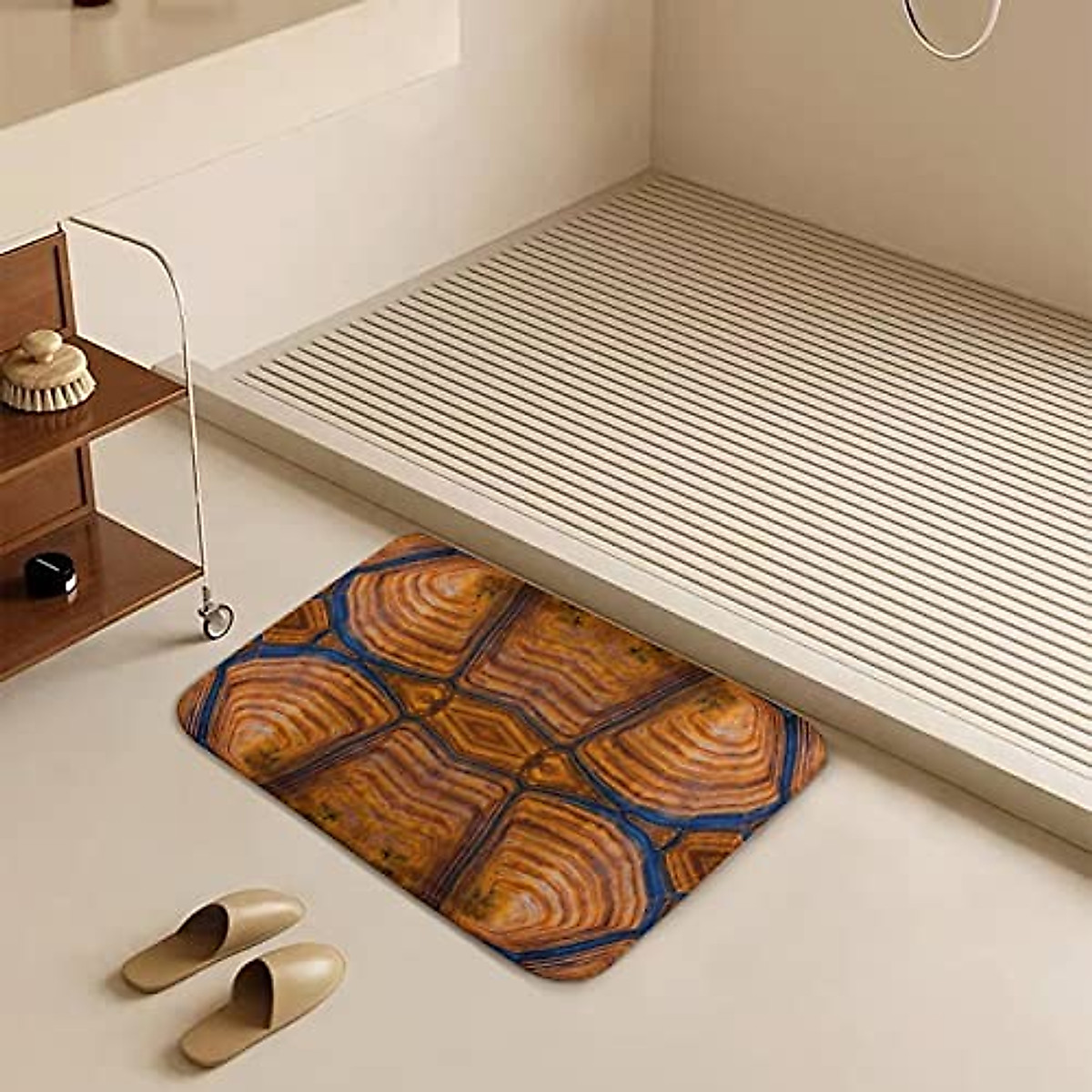 Turtle Carapace Bathroom Rug Mat, Extra Soft and Absorbent Microfiber Bath Rugs, Non-Slip Plush Bath Carpet, Bath Mats for Bathroom Floor, Tub and Shower 16x24 Inches