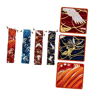 Cabilock 4pcs Drawstring Bag Pocket Wallet Straw Purse Folding Bracket Straw Carrying Bag Silk Drawstring Bag Utensil Holder Cutlery Bags Tableware Bag Japanese Style Tableware Bag Fabric