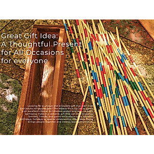 BSIRI Mikado Wooden Pick Up Sticks Classic Kids Board Game for Adults and Teens in Family and Children Board Games for Kids 7 and Brain Teasers of Mathematics Fun Table Games