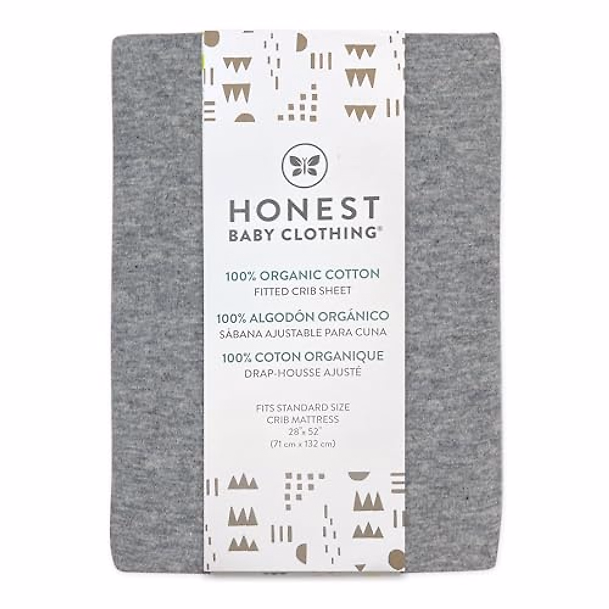 HonestBaby Fitted Crib Sheets Fits Standard Mattress Bassinet, Mini Prints 100% Organic Cotton Baby Boys, Girls, Unisex, Heather Gray Fitted Crib Sheet, One Size