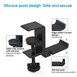 aceyoon Dual Headphone Stand, Under Desk Hanger, 360 Degree Rotatable Dual Headset Holder with Adjustable Clamp, Table Hook for Bag/Backpack/Gaming Headphone