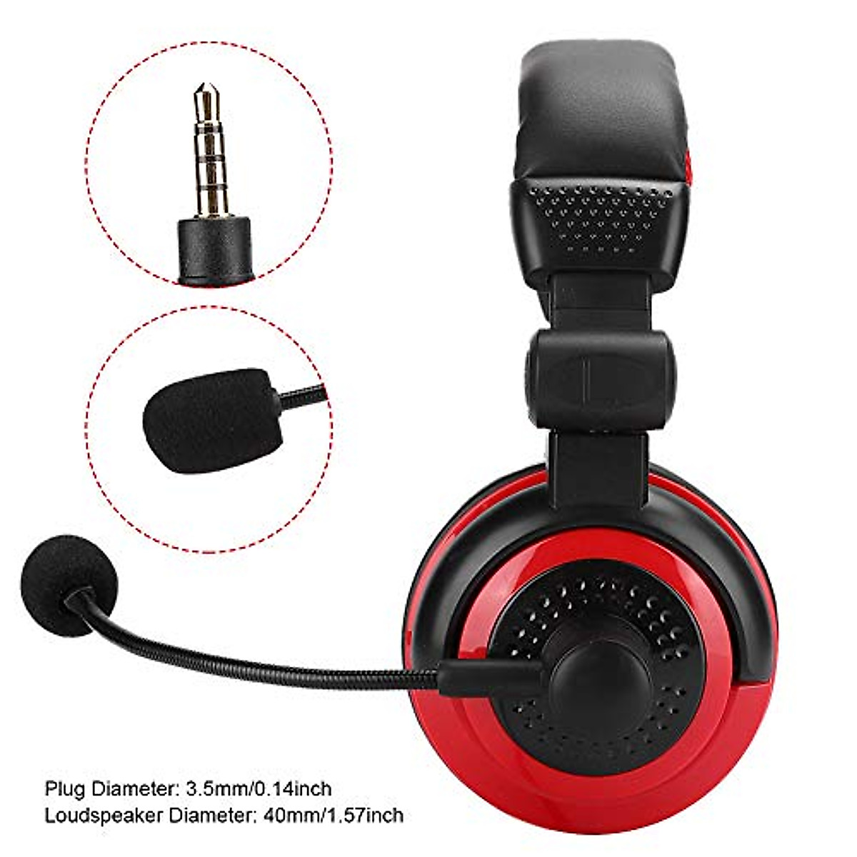 3.5mm Gaming Headset for PS4 for XBOXone, Jacket Earphone Adjustable Headband 360° PU Leather Stereo Headphone with Mic