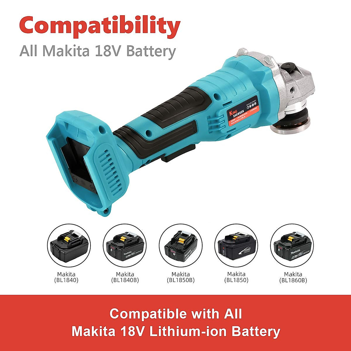 Cordless Angle Grinder Set, 18V Electric Cut-off Tool/Grinder with 2 Pack 5.0Ah Lithium-ion Battery and Charger & Carrying Case Kit, for Cutting and Grinding