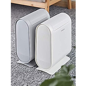 Modern Simple Design Bathroom Garbage Can Container with Lid and Plastics Bag Storage Dispenser Elegant Hygienic Wastebasket | Home Office Bedroom Kitchen Trash Bin Diaper Pail | Grey | 7L/1.8 Gal