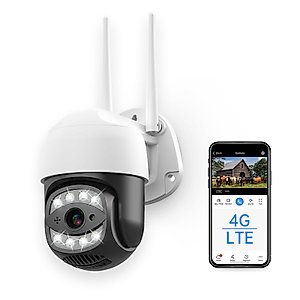SECUEYE 1080P Security Camera 4G LTE WiFi RJ45 Pan/Tilt/Zoom Human Detection Color Night Automatic Tracking 24/7 Recording IP65 Waterproof