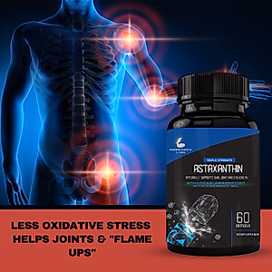 Research Labs Triple Strength Natural Astaxanthin 12mg Softgels + Extra Bottle Organic Coconut Oil for Enhanced Absorption Powerful Antioxidant Supports Eye Joint & Heart Health 120 Total Softgels