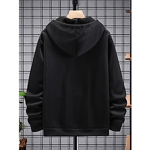 SOLY HUX Men's Floral Print Casual Graphic Hoodies Drawstring Long Sleeve Pullover Sweatshirt Black Floral M