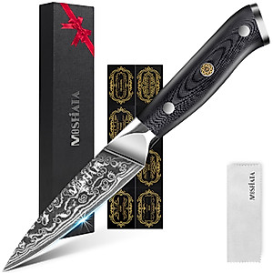 MOSFiATA Kitchen Knife ，Damascus paring Knife 3.5 inch Fruit Knife