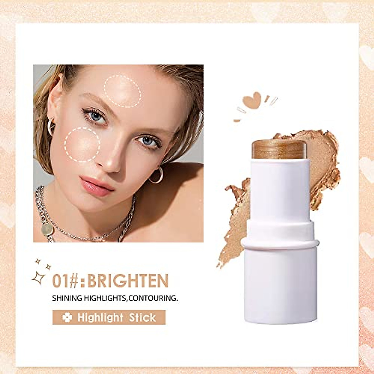 Mysense 2 Colors Contour Stick,Contour Concealer Highlighter Stick,Body Face Brightens & Shades Make Up Foundation Cream Pen,2pcs