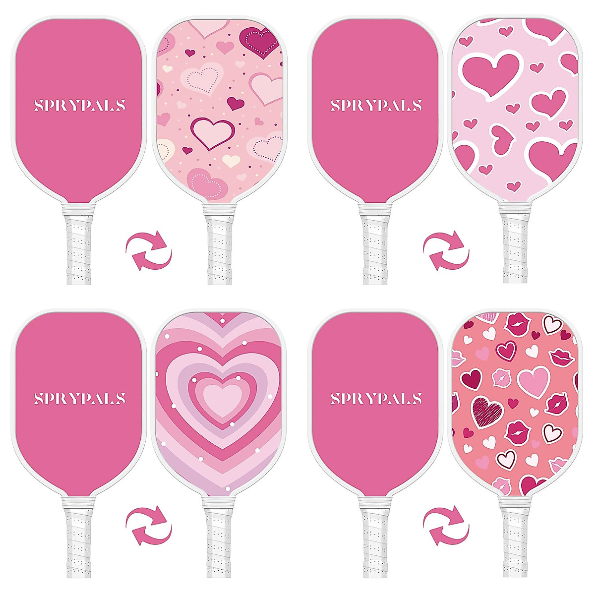Sprypals Pickleball Paddles, Pink Pickleball Set of 4 with 4 Premium Wood Pickleball Paddles, 4 Balls and 1 Carry Bag Ergonomic Cushion Grip for Beginners & Intermediate Players Indoor & Outdoor