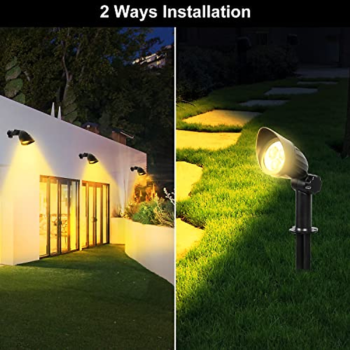 CORESLUX Solar Spotlights Outdoor Garden Lights, Super Bright 6 LED Bead Landscape Spotlights IP65 Waterproof Adjustable Solar Spot Lights for Patio Yard Garden Pathway (Warm Light)