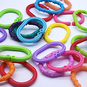 COLVWOFA Baby Toys Links-to-Go Car Seat and Hanging Stroller Ring Toy, Larger Connecting Ring Travel Accessory Set