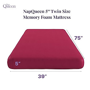 NapQueen 5 Inch, Twin Mattress, Memory Foam Pink Mattress - Medium Feel - CertiPUR-US Certified - Twin Bed Mattress in a Box, Breathable Soft Fabric Cover