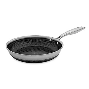 Hell's Kitchen Hybrid 9.5" Frying Pan, Tri-Clad Stainless Steel and Nonstick Ceramic PFAS Free, no PFOA, PTFE, or Teflon, Non Toxic Cookware, Metal Utensil Safe, All Cooktops, Oven Safe (9.5 Inch)