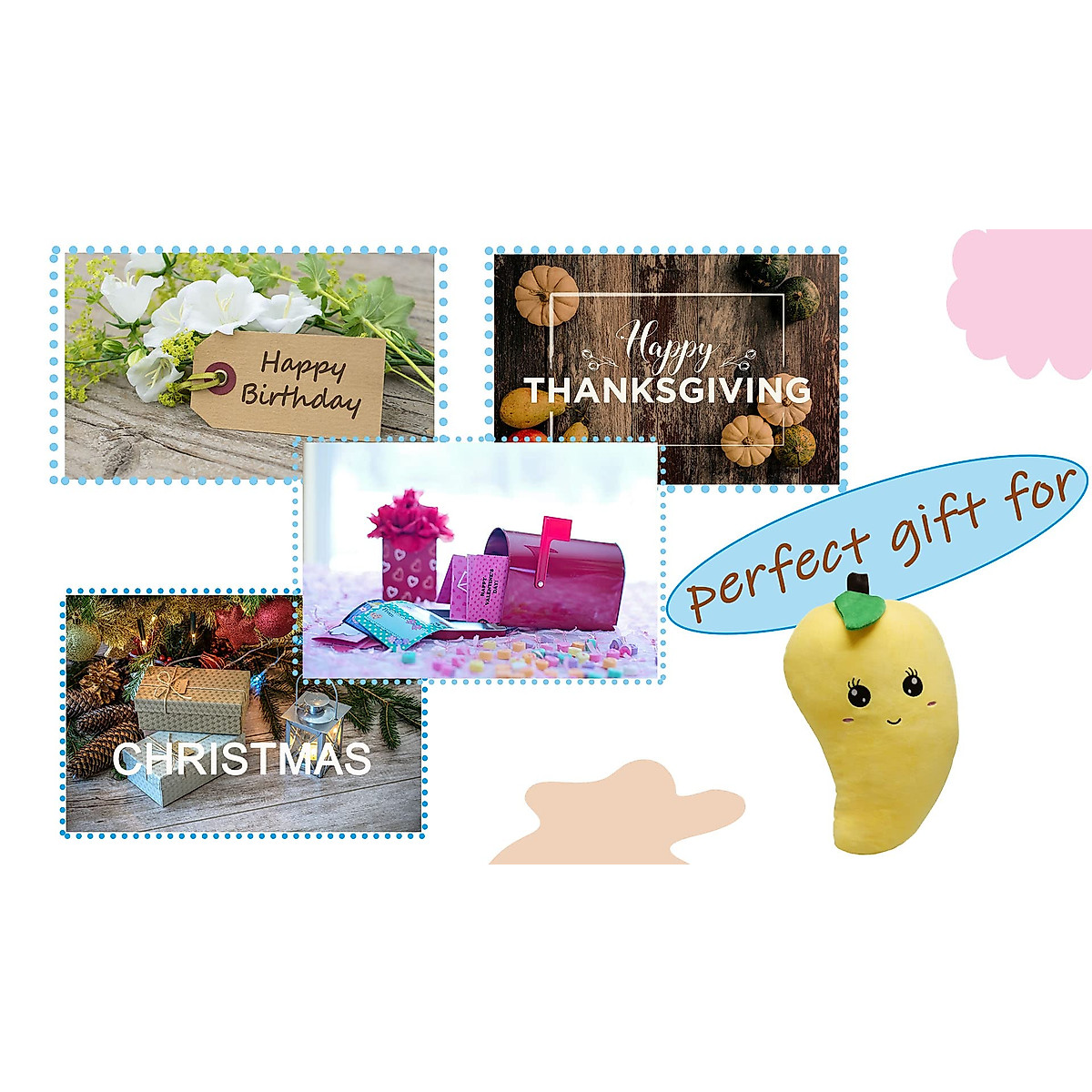 BABOLI Cuddly Mango Plush Toy Pillow Adorable Soft Fruit Stuffed Animal with Smile Face and Cute Expression Pretty Sweet Gifts for Kids Boys and Girls Present for Birthday or Party 17.7 Inches