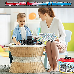 1110 PCS SWAT City Police Station Mobile Command Center Truck Car Building Blocks Set in 25 Different Models Police Cars, Helicopter, Boat, with Storage Box Roleplay Toys Gift for Kids Boys Girls 6-12