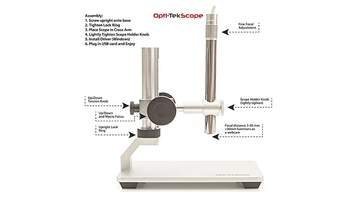 Opti-Tekscope Digital USB Microscope Camera- Advanced CMOS Sensor, True ...