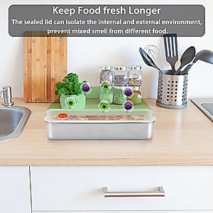 BSTKEY Bacon Container for Refrigerator, 304 Stainless Steel Airtight Deli Meat Saver Bacon Keeper for Fridge, Bacon Fresh Storage Container with Clear Lid, Dishwasher Safe, Fridge Organizer