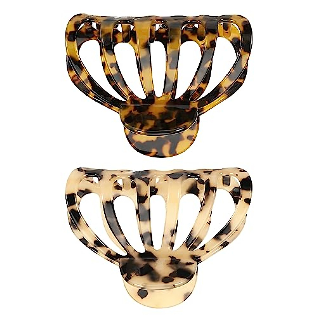 Shinowa Hair Clips, 2-Pack Bohemian Tortoise Shell Hair Claw Clips Strong Hold Big Hair Jaw Clips for Thick Hair, Hair Accessories for Women Girls, Leopard