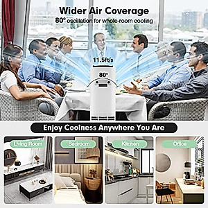 COSTWAY Tower Fan with Remote Control, 48-Inch Height Standing Floor Fan with 80˚ Oscillating, 15H Timer, 3 Modes & 3 Speeds, Portable Quiet Bladeless Fan for Bedroom Living Room Office, White