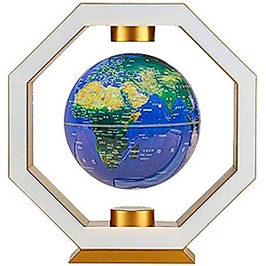 Magnetic Floating Globe, 6 Inch Polygonal Magnetic tation World Earth Globe Craft Home Office Desktop Decoration Ornament,Blue World Globe (Blue) (Blue)