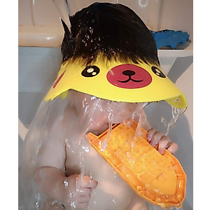 Adjustable Visor Cartoon Shampoo Shower Bathing Protection Cap for Toddler, Baby, Kids, Children, Set of 3