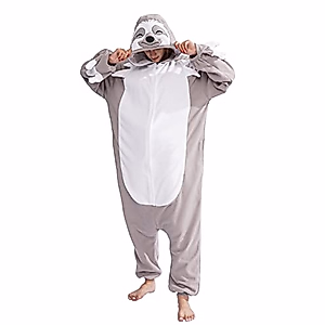Adult Sloth Onesie Pajamas Cosplay Animal Homewear Sleepwear Jumpsuit Costume for Women Men