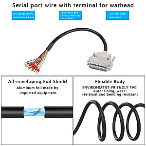 XMSJSIY DB25 Connector Adapter RS232 25 Pin Serial Extension Cable Solderless 25-Pin Port Breakout Replacement Cable with Bare Wire - 1M/3.2Ft (DB25 Male)