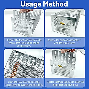 Humane Mouse Trap,Combined Automatic Continuous Rat Traps Cage, Extended Metal Rat Trap,Sensitive Pedal Trigger, Easy to Set Mice Catcher for Indoor and Outdoor