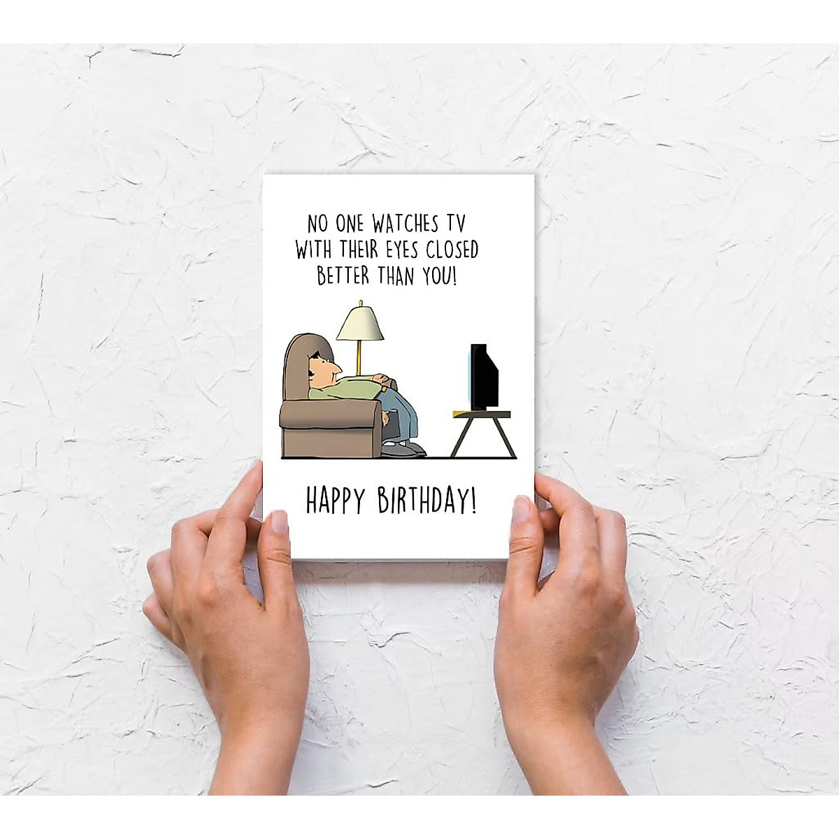 XXDJLP Funny Birthday Card for Men Women, Happy Bday Gift for Uncle, Hilarious Birthday Card for Dad, Husband, Grandpa, Humor Fathers Day Card, Watches TV with Eyes Closed Card