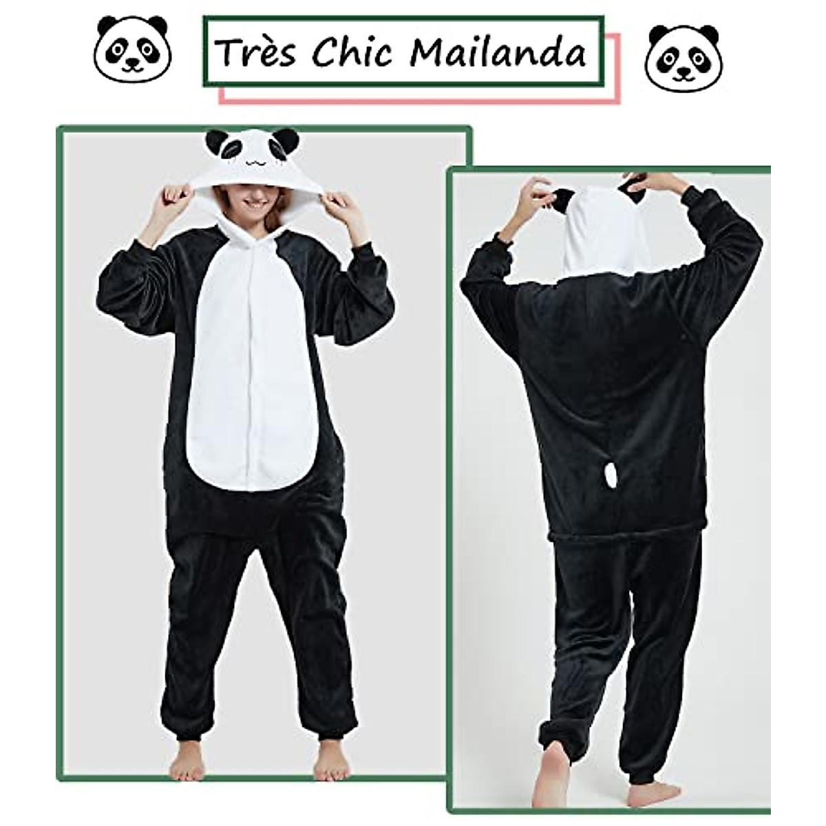 Très Chic Mailanda Panda Cosplay Pajamas Adult Unisex Onesies Animal Sleepwear Halloween Costume