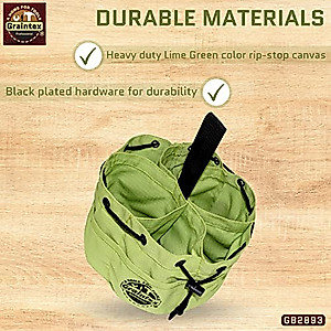 Graintex GB2893 Grab Bag Lime Green Color Rip-stop Canvas 18 Pockets Drawstring Closure