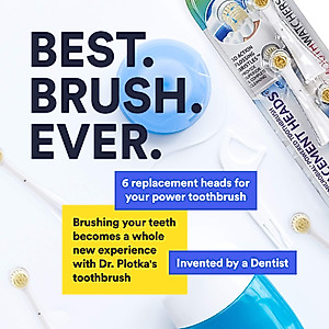 MOUTHWATCHERS - Toothbrush Replacement Heads - Clean Teeth for Adult - 6 Count - Floss Bristle Silver - Invented by Doctor Plotka's