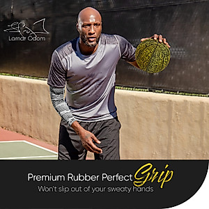 Millenti StreetCred-Lingo Series Indoor/Outdoor Basketballs Size 7-29.5 Premium Rubber Perfect Grip, with Chick Hearn Classic One Liner Basketball Adjectives, Army Green, BB0407RWB