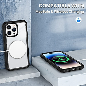 CENHUFO for iPhone 14 Pro Max Case, Privacy Phone Cover with Built-in Anti Peep Tempered Glass Privacy Screen Protector and Camera Protective, Full Body Shockproof Spy Clear Double Bumper - Black