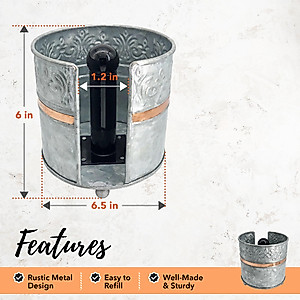 Autumn Alley Farmhouse Galvanized Kitchen Paper Towel Holder – Vintage Style Weighted Countertop Design – Rustic Warm Copper Accent with Galvanized Metal for Industrial Flair