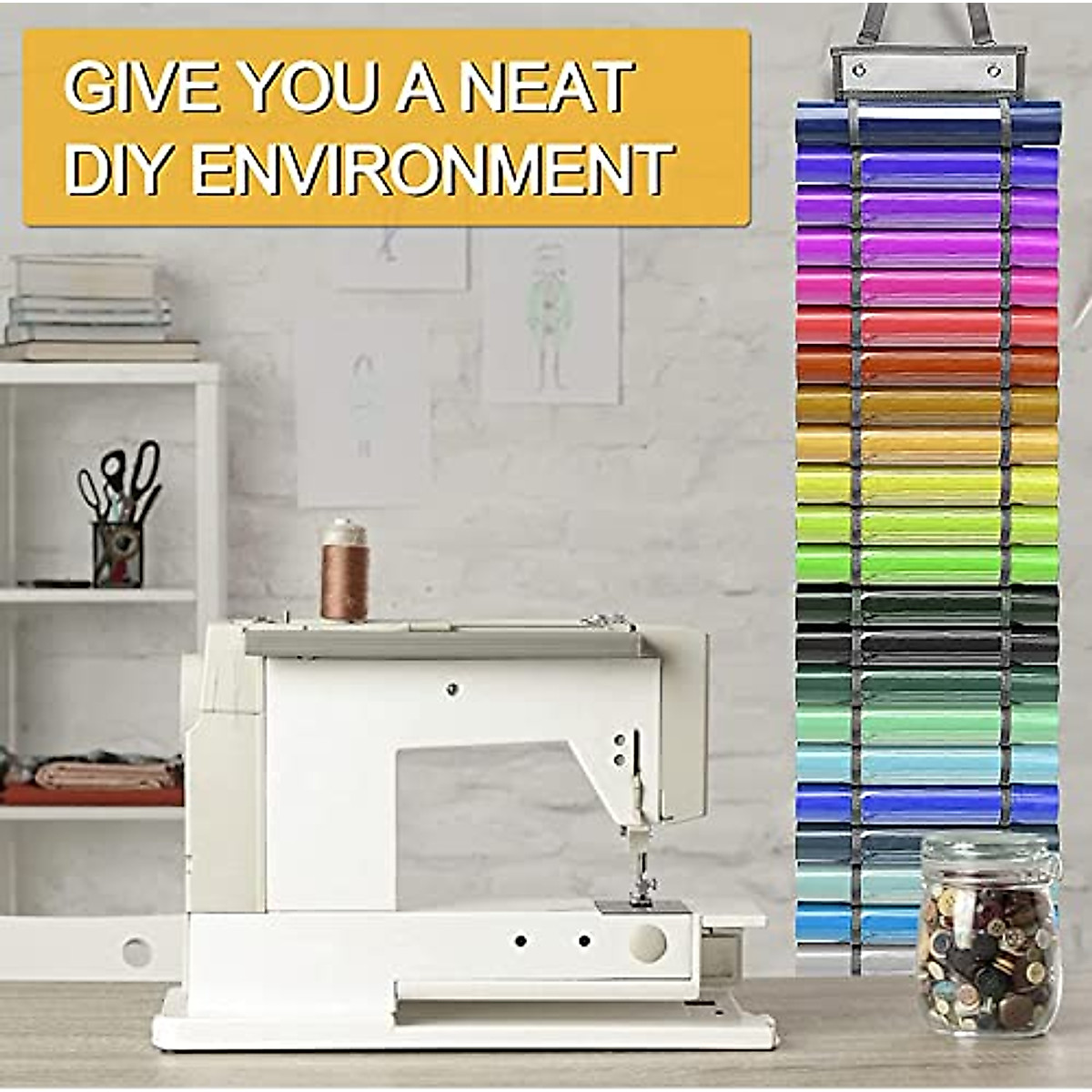 Nucucina Vinyl Roll Holder, Vinyl Storage Organizer with 48 Compartments, Hanging Craft Vinyl Storage Rack- Hanging Closet, Wall, Studio, or Over The Door Organizer for Any Room