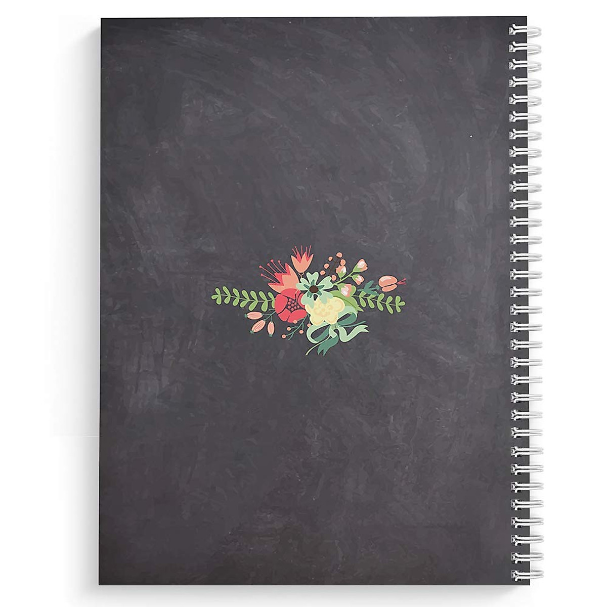 Floral Wreath Personalized Monthly and Weekly HARDCOVER Planner and Organizer, 1 full year, DATED or UNDATED OPTION, 8.5" x 11", lay flat wire-o spiral binding