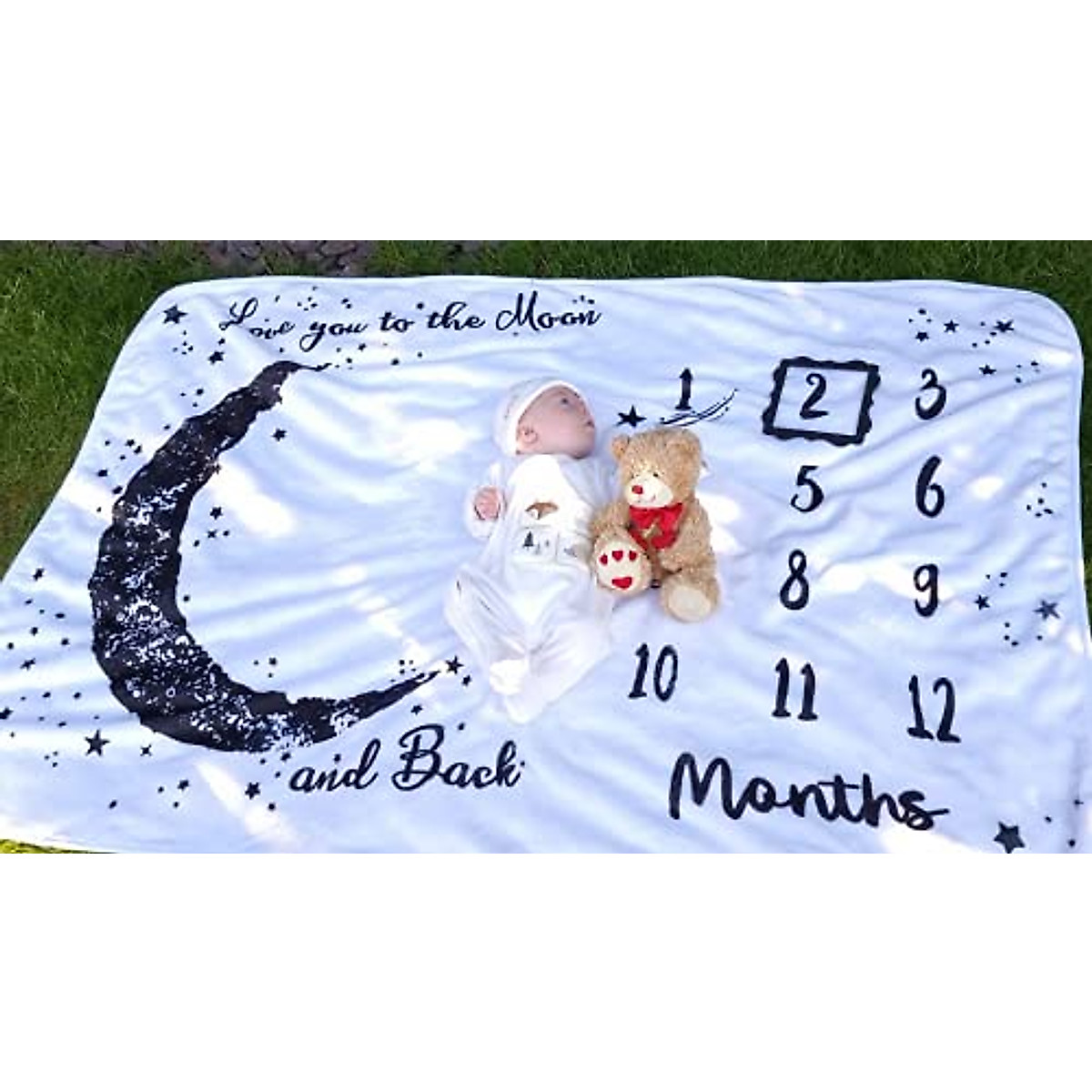 Miles&Molly Baby Monthly Milestone Blanket Boy, Girl |New Baby Boy Gift, Nursery Decor Baby Shower | Newborn Baby Month Blanket | Baby Growth Chart, 60x40