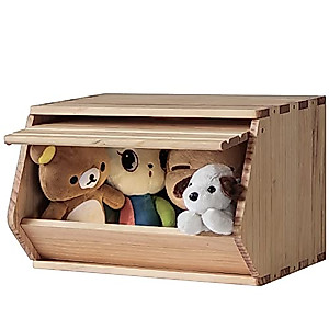 unununu Stackable Solid Hardwood Storage Bin with Lid,Wooden Closet Organizer,Storage box,Space Saving,For the Toy Room,Living Room and Bedroom,Classify by Items,Easily Accessible(1 Pack)