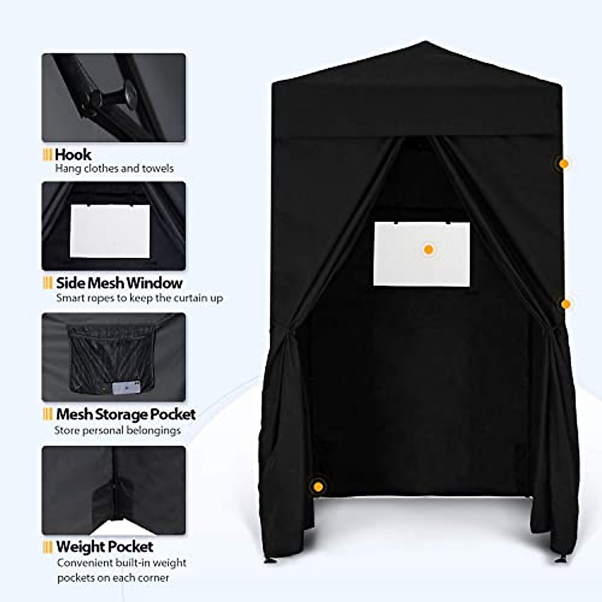 EAGLE PEAK Flex Ultra Compact 4x4 Pop-up Canopy, Sun Shelter, Changing Room, Portable Privacy Canopy Cabana for Pool, Fashion Photoshoots, or Camping, Black