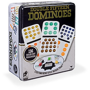 Spin Master Games Double Fifteen Color Dot Dominoes Game in a Tin (6029741)
