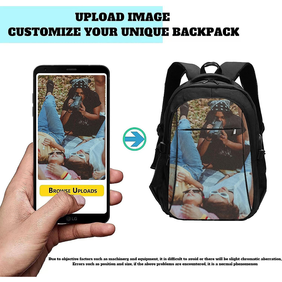 Custom Backpack Personalized Laptop Backpack for Women Men Customized Casual Daypack Add Your Logo Picture Photo Image Text Name on Computer Bag