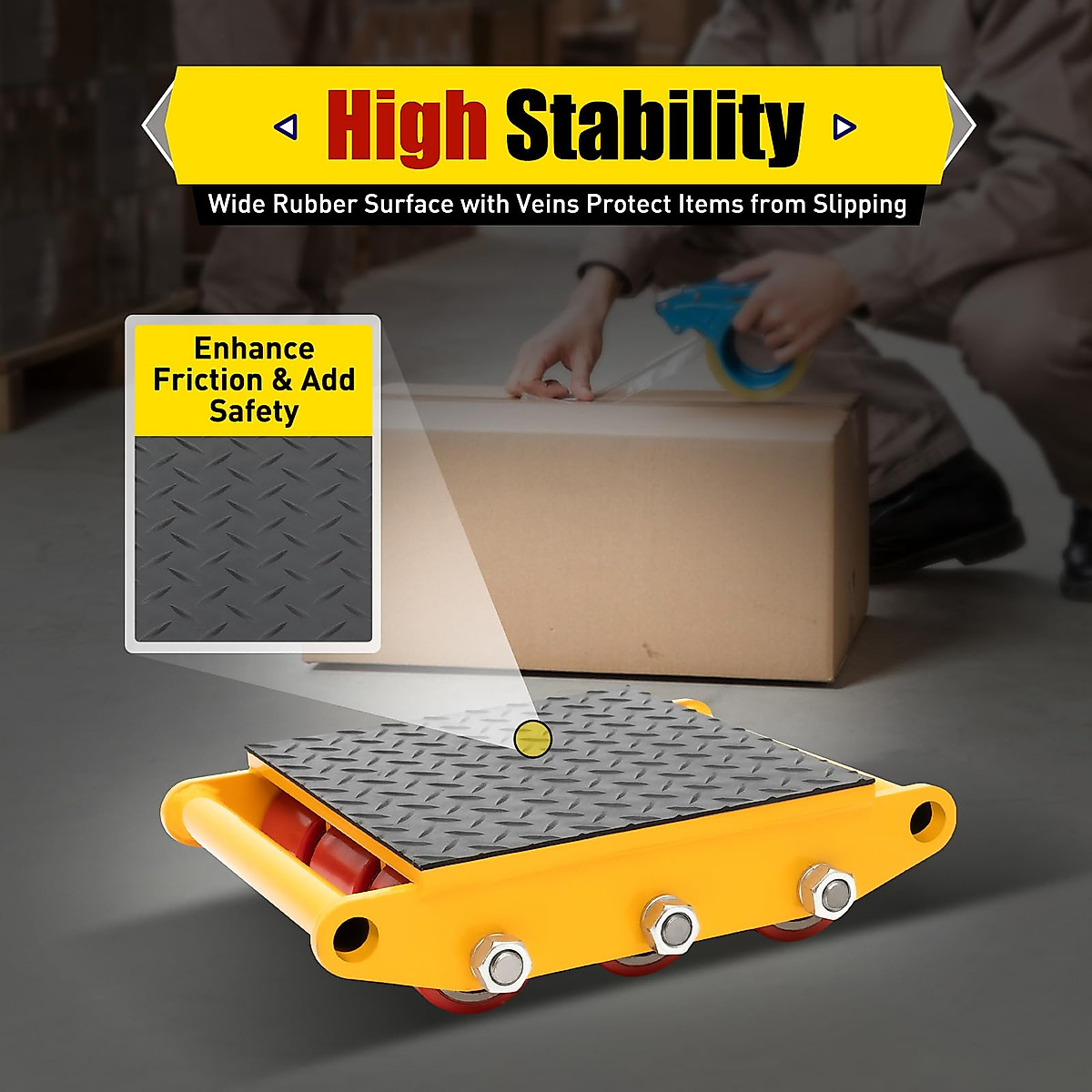 LYNICESHOP Industrial Machinery Mover, 9Pcs 15Ton Machine Mover Roller Machinery Moving Skate Heavy Duty Cargo Skate Machinery Roller Mover Cargo Trolley for Heavy Duty Moving Equipment