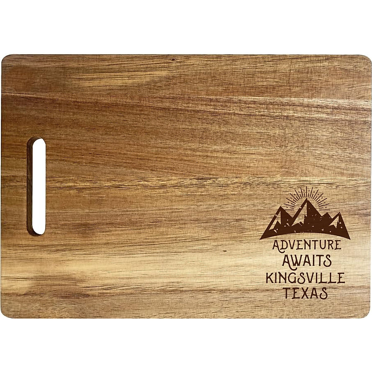 Kingsville Texas Camping Souvenir Engraved Wooden Cutting Board 14" x 10" Acacia Wood Adventure Awaits Design