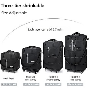Gloyuda Expandable Foldable Luggage, 36'' Suitcase With Spinner Wheels, Rolling Duffel Travel Bag, Collapsible Luggage, With 2 Luggage Handle Wrap and 2 Fixing Straps, 1 Shoulder Strap (Black)
