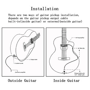 Acoustic Guitar Pickup Rechargable Active Soundhole Guitar Pickup Adjustable Pickup for Guitar Magnetic Coil Build-in Volume Control Guitar Microphone Acoustic Pickup